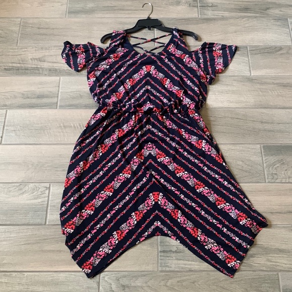 Maurices | Dresses | Maurice Floral Stripe Cold Shoulder Dress | Poshmark